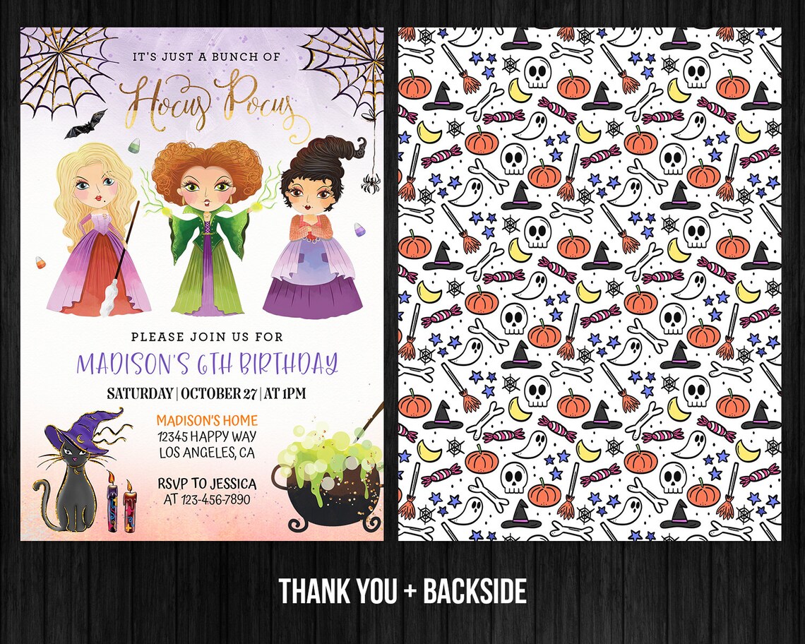 Hocus Pocus Birthday Invitation Girl Instant Download Thank - Etsy