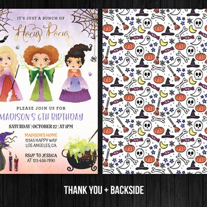 Hocus Pocus Birthday Invitation Girl Instant Download Thank You Card ...