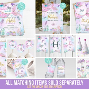 Mermaid First Birthday Welcome Sign Girl Mermaid Tail Ocean Life Under ...