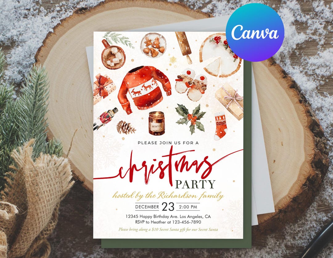 Christmas Party Invitation Instant Download Holiday Party Invite ...