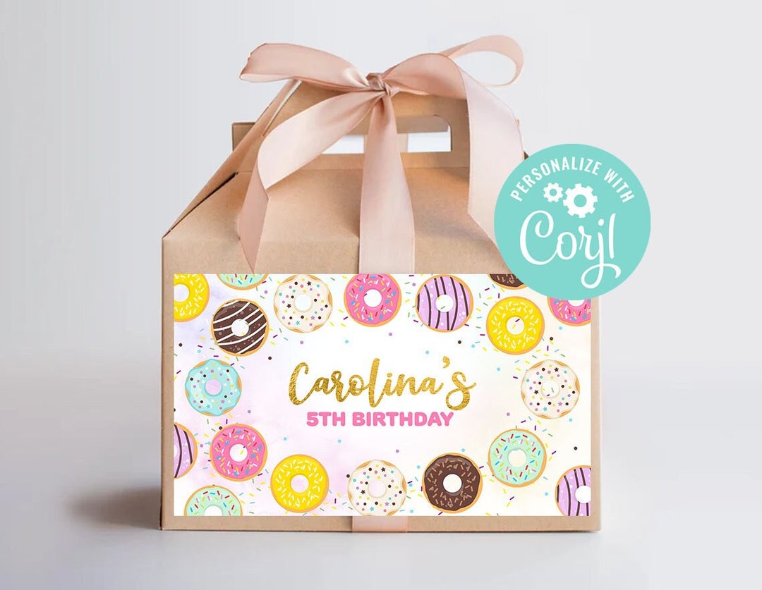 Donut Birthday Gable Box Labels Girl Donut Miss Sweet Celebration Party ...