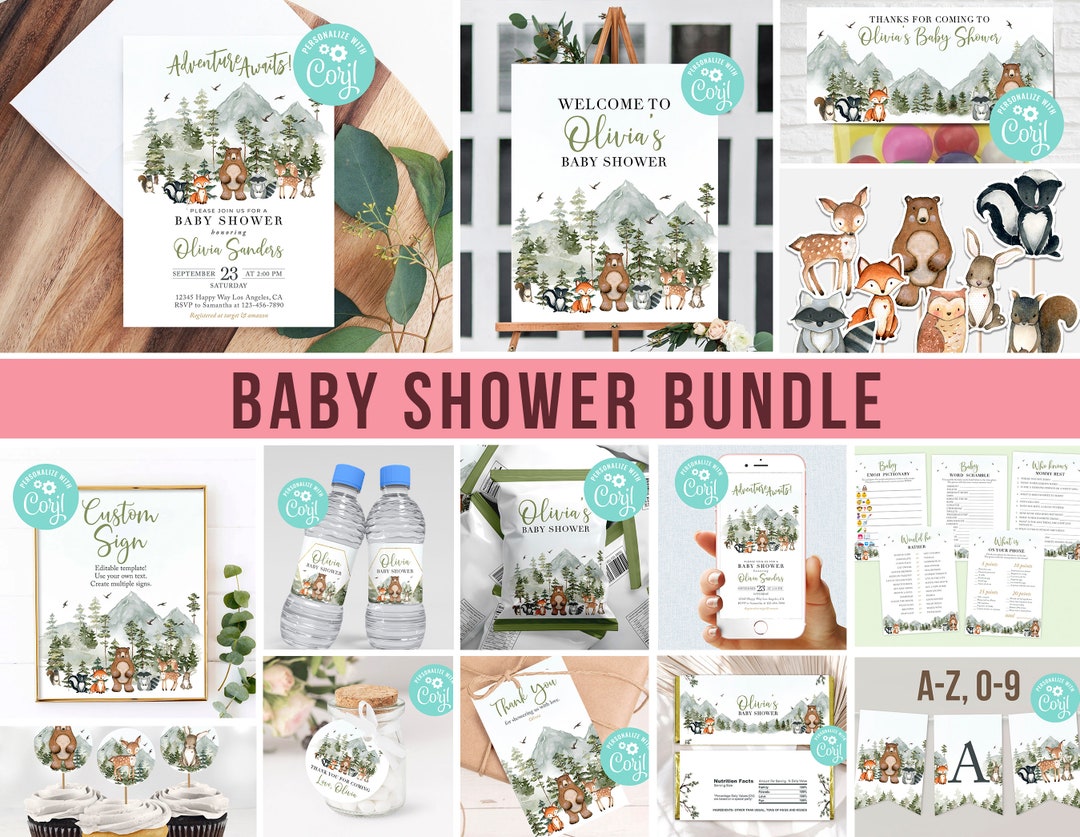 Adventure Awaits Baby Shower Party Decorations Bundle Forest Woodland ... Adventure Awaits Baby Shower Party Decorations Bundle Forest Woodland ...