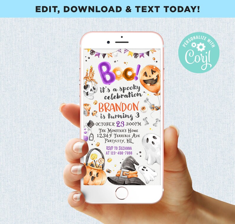 Halloween Boo Birthday Invitation Boy Digital Spooky - Etsy