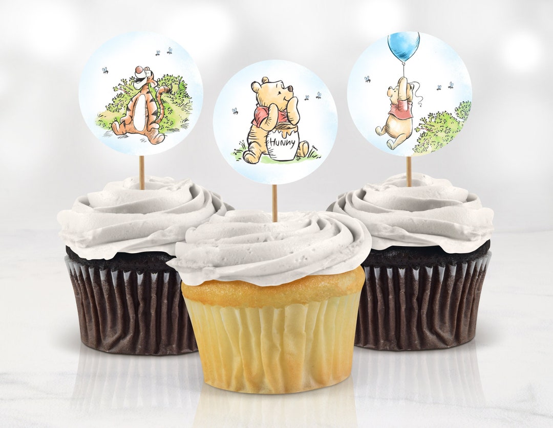 Winnie the Pooh Baby Shower Boy Cupcake Toppers Decoration Piglet ...