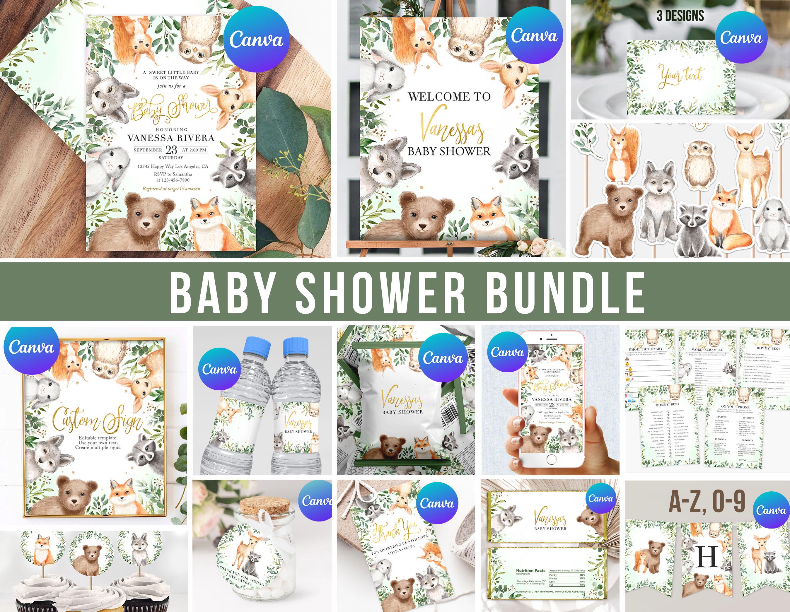 Woodland Animals Baby Shower Party Decorations Bundle Forest Greenery ...