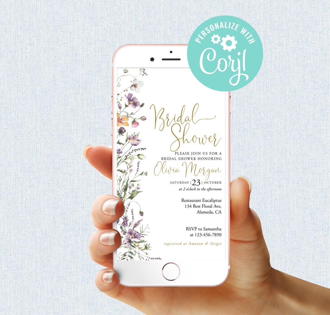 Bridal Shower Evite Template Editable Digital Mobile Phone Electronic ...