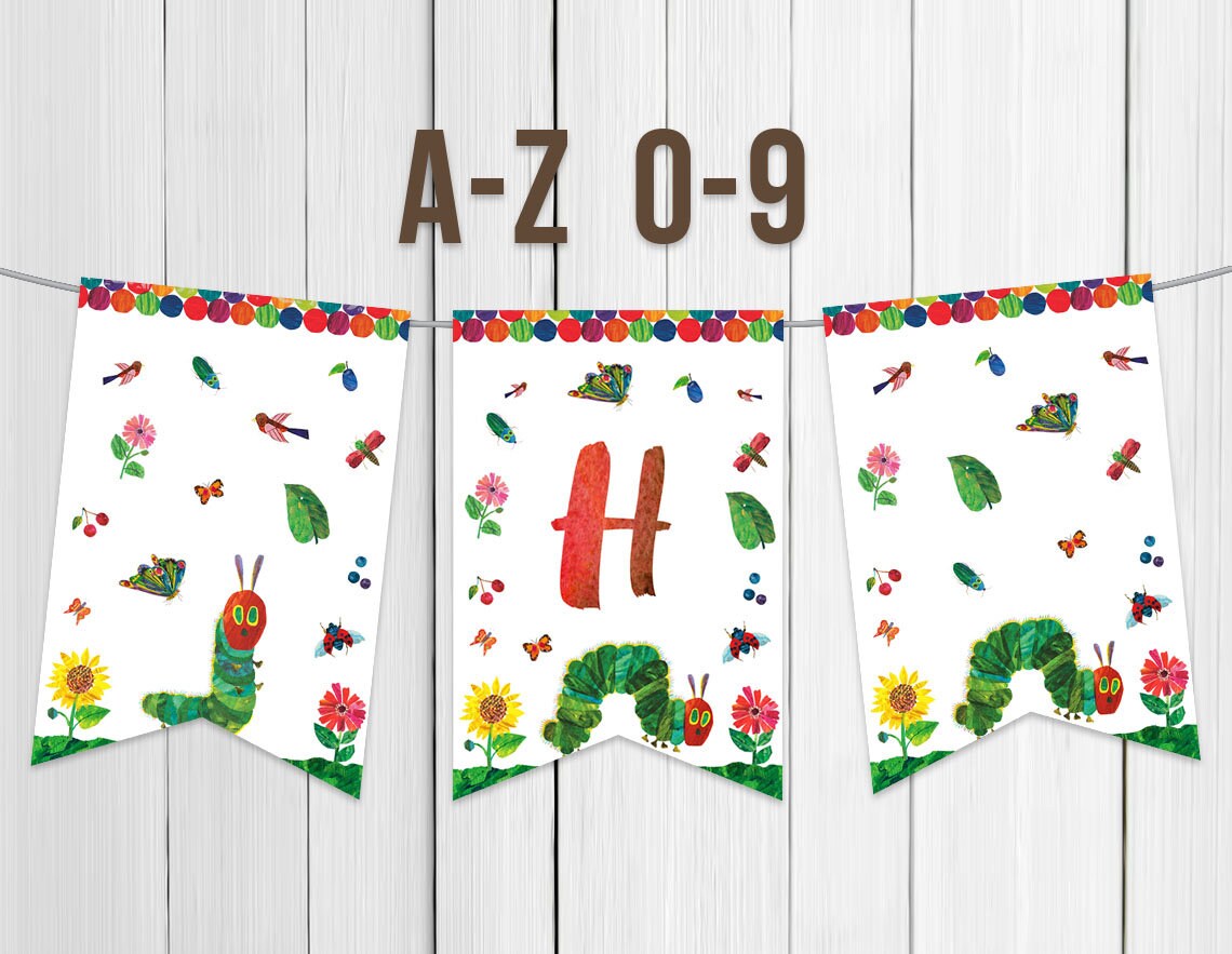 Printable Banner Letters A to Z Very Hungry Caterpillar First - Etsy
