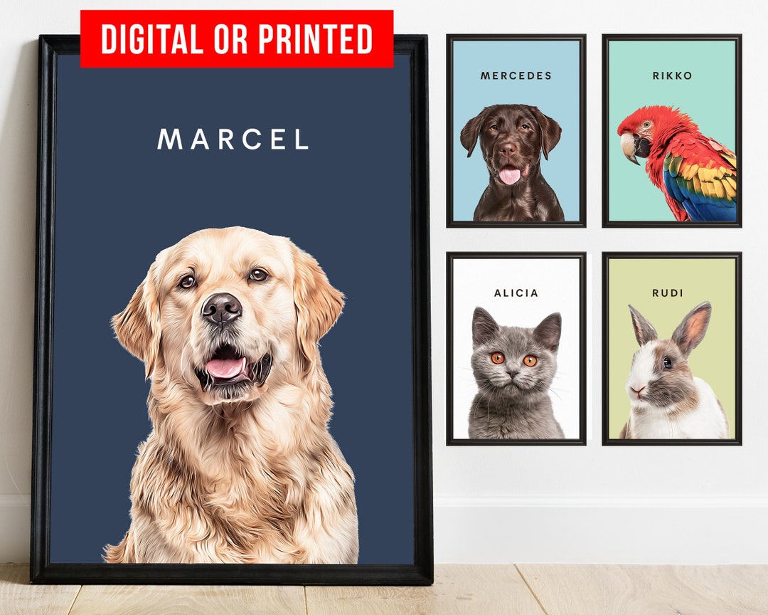 Custom Dog Portrait From Photo Illustration Pet Drawings Dog Lover Gift ...