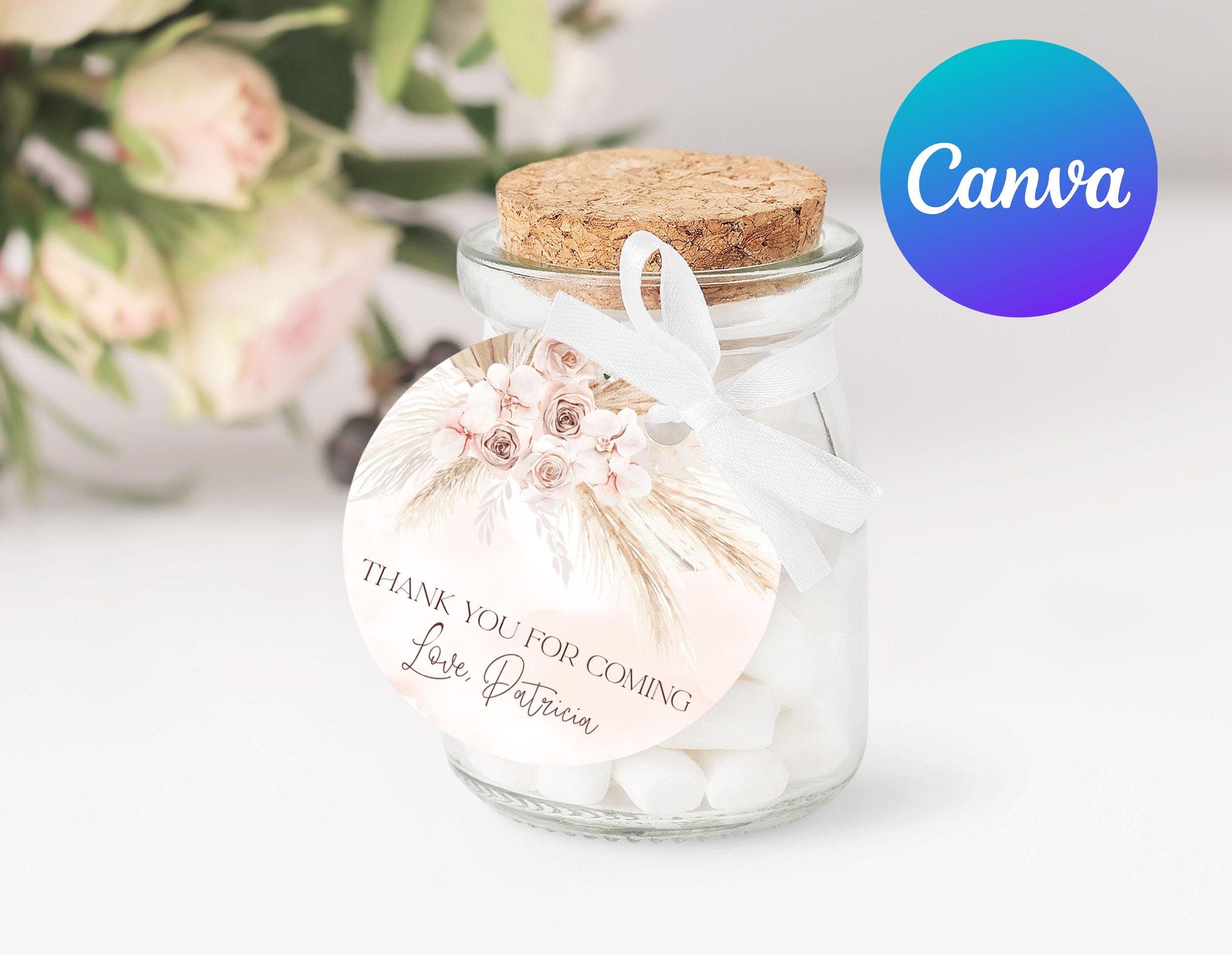 Boho Floral Baby Shower Favor Tag Printable Dried Flowers Pampas Grass ...