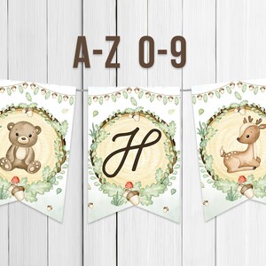 Printable Banner Letters A to Z Woodland Animals First Birthday Cute ...