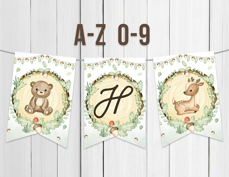 Printable Banner Letters A to Z Woodland Animals First - Etsy