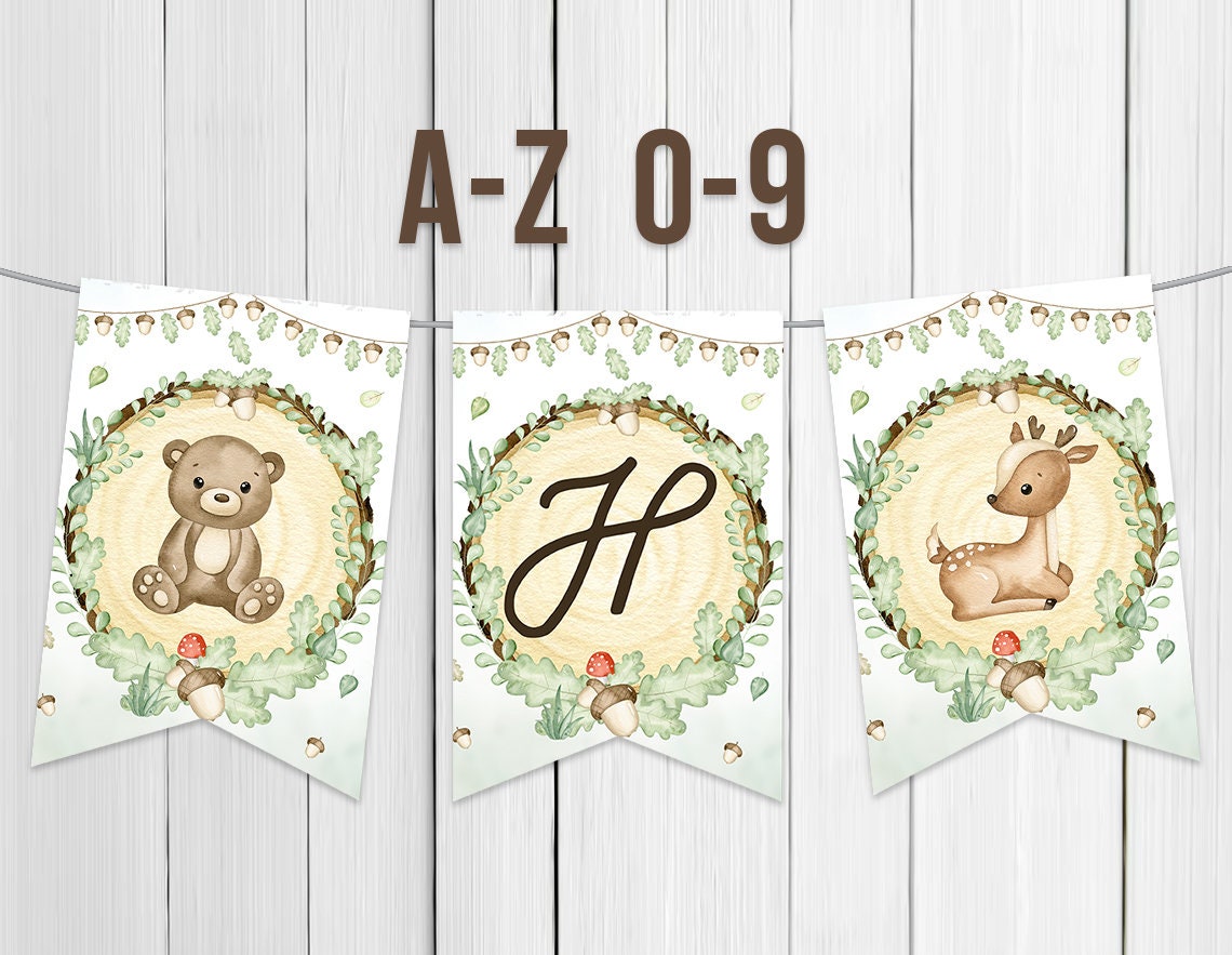 Printable Banner Letters A to Z Woodland Animals First - Etsy