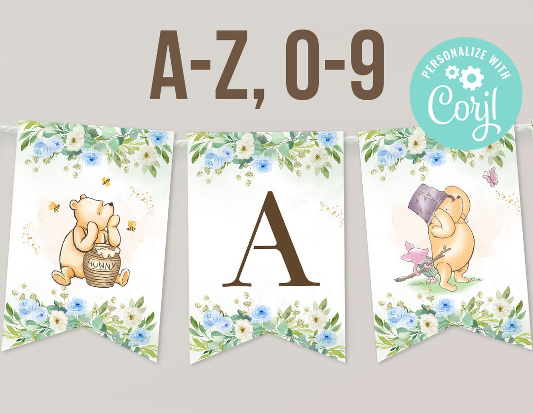 Printable Banner Letters Baby Shower Decoration Classic Winnie the Pooh ...