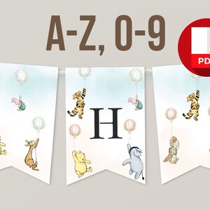 Printable Banner Letters Baby Shower Decoration Classic Winnie the Pooh ...