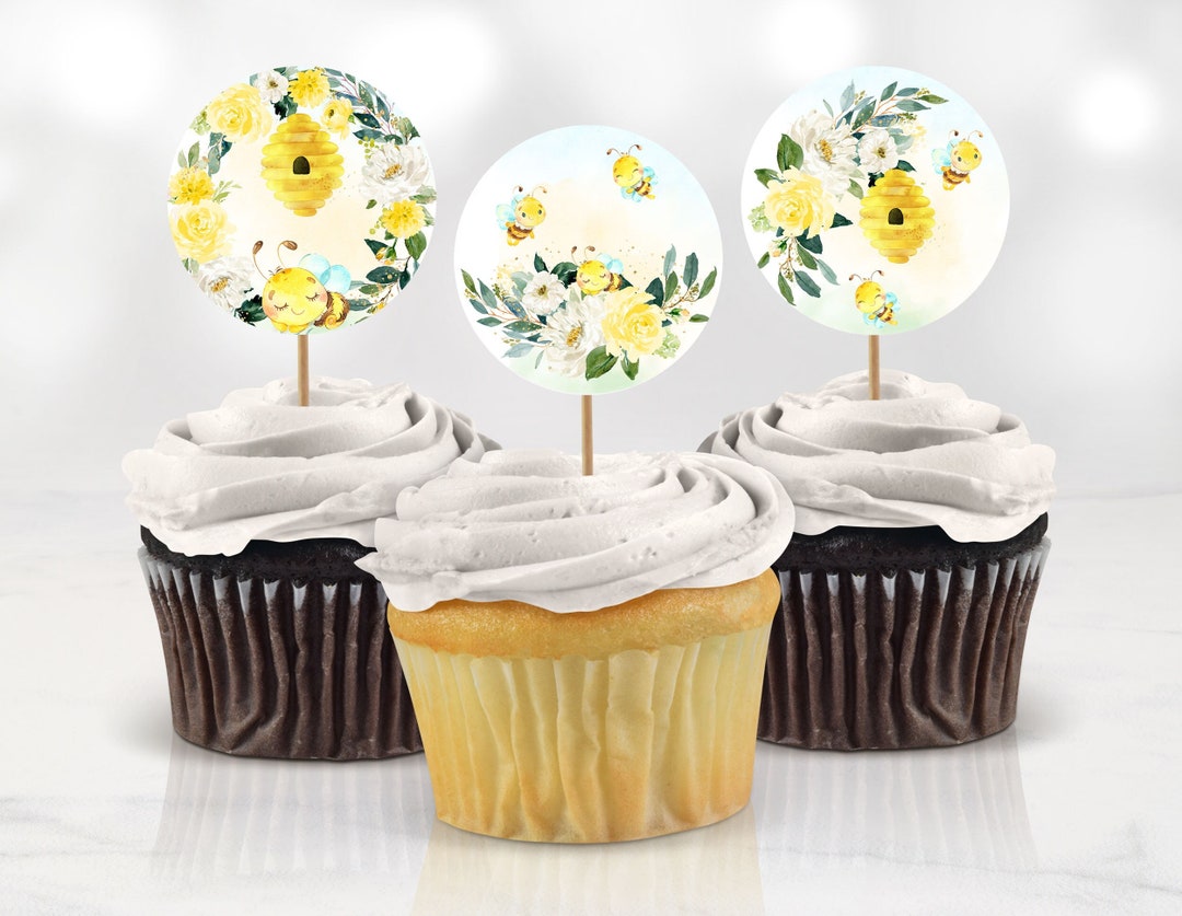 Bee Baby Shower Cupcake Toppers Decoration Oh Baybee Little Honey Bee ...