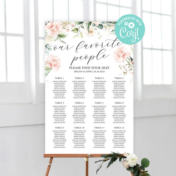 Seating Chart White Roses - Etsy