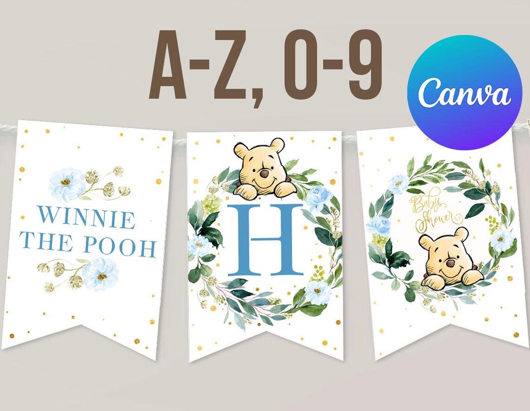 Printable Banner Letters Winnie the Pooh Baby Shower Decoration Winnie ...