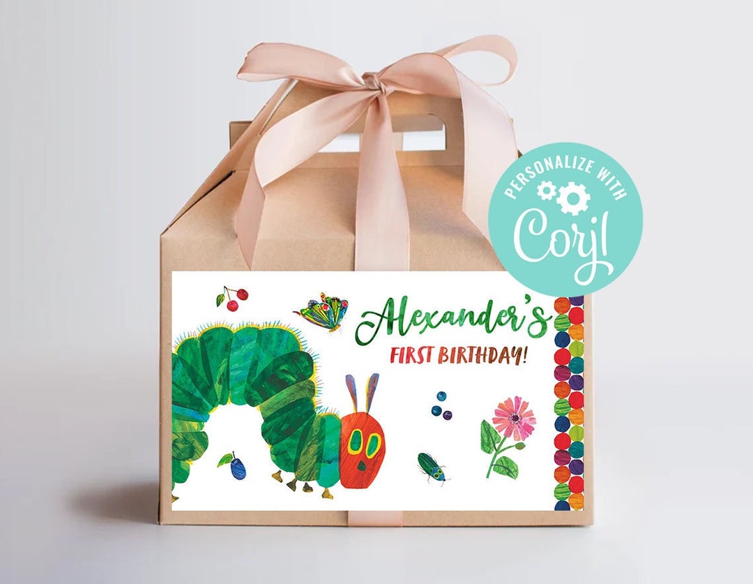 Very Hungry Caterpillar First Birthday Gable Box Labels Birthday Party ...