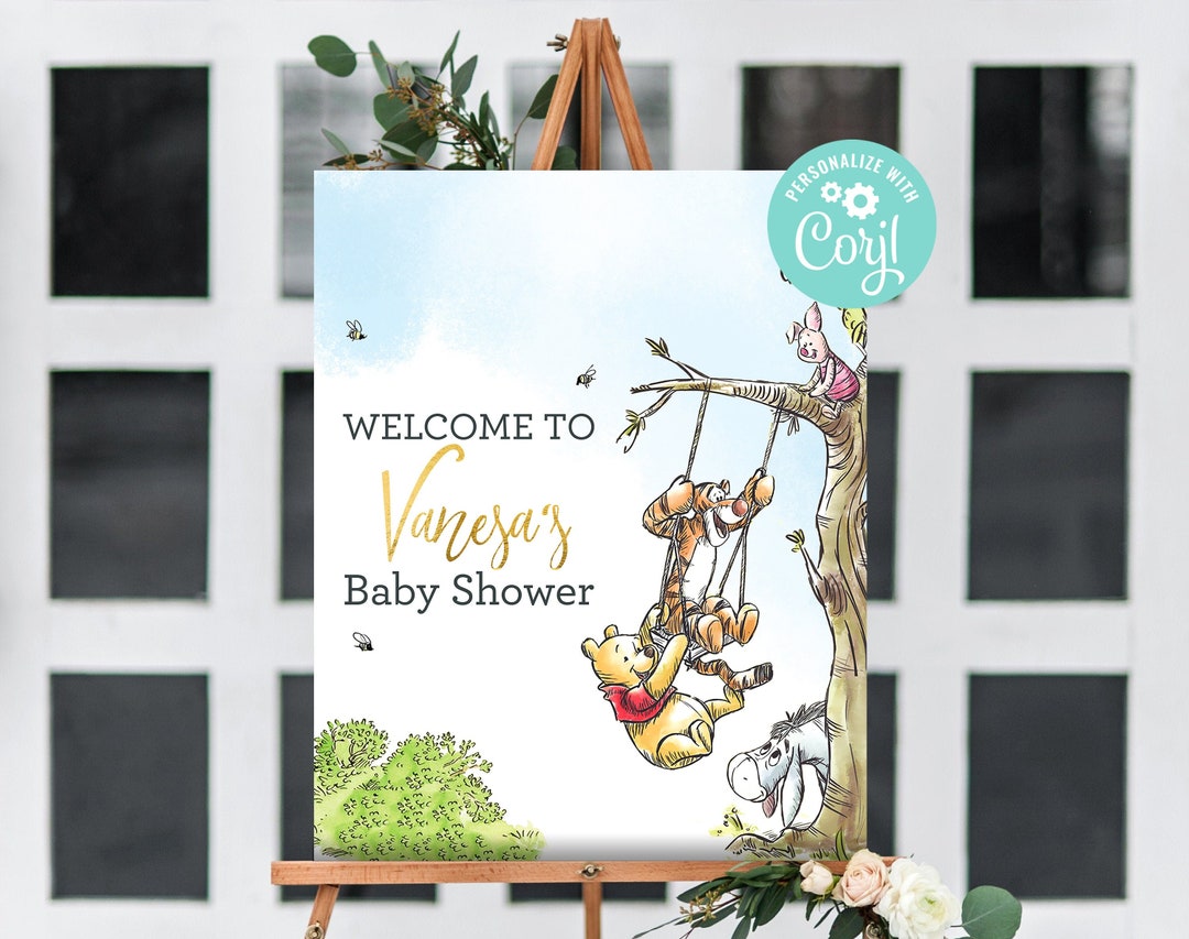 Baby Shower Welcome Sign Winnie the Pooh Tigger Piglet Eeyore ...