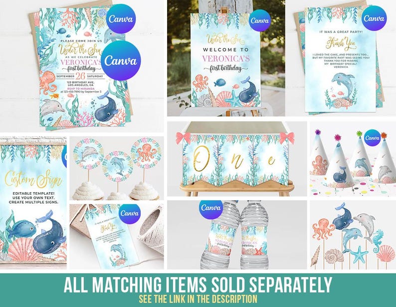 Ocean First Birthday Capri Sun Labels Girl Editable Template Under the ...