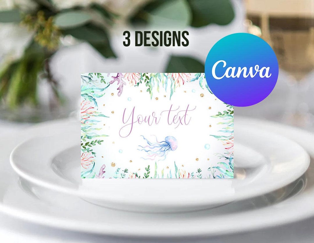 Under the Sea Baby Shower Food Label Printable Jellyfish Whale Turtle ...