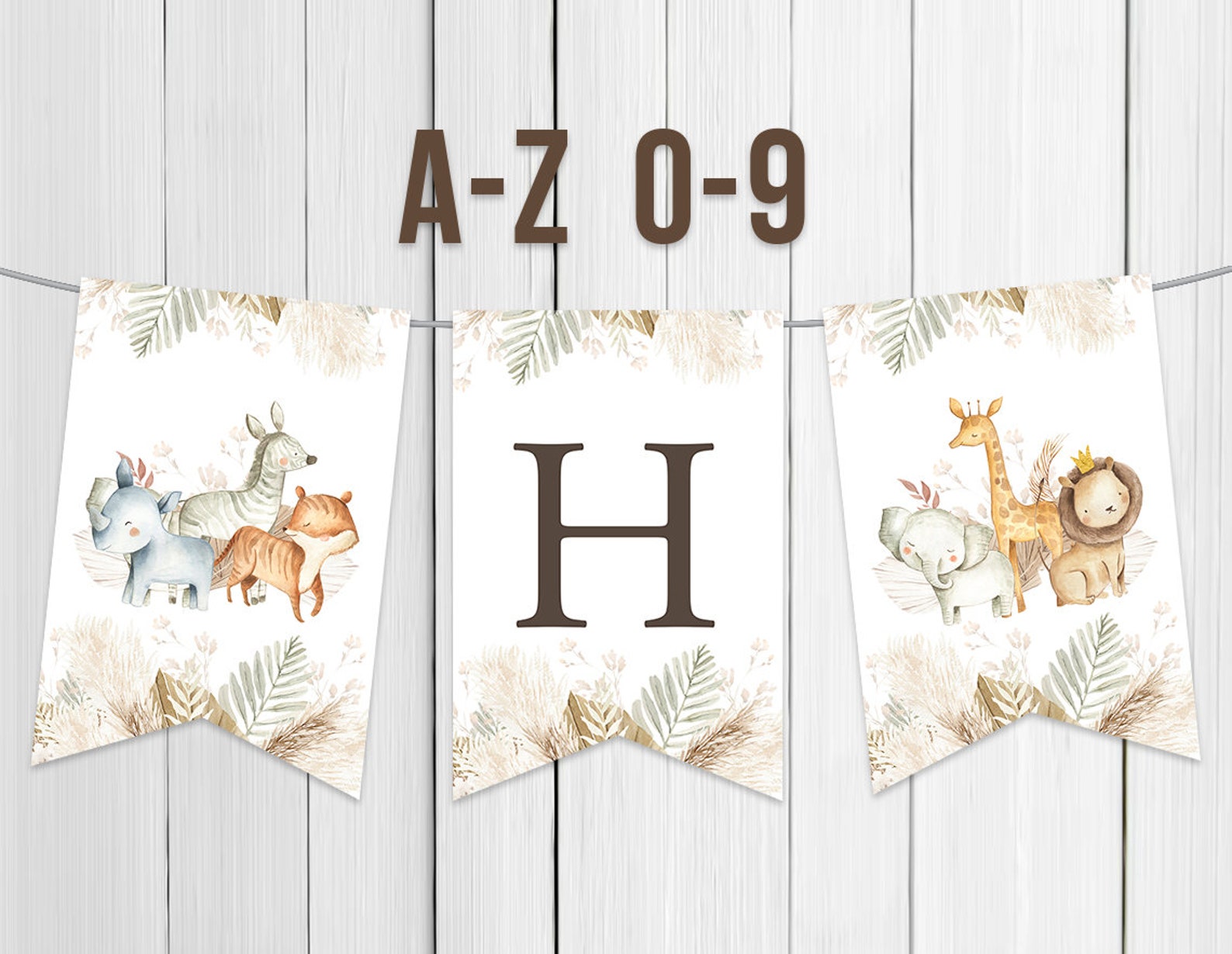 Printable Banner Letters A to Z First Birthday Boho Safari - Etsy