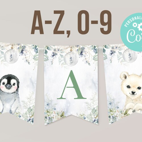 Arctic Animals Girl Happy Birthday Banner Printable Instant - Etsy