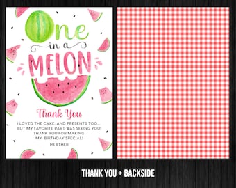 Watermelon Summer Theme Birthday Party Digital Thank You Card - Etsy