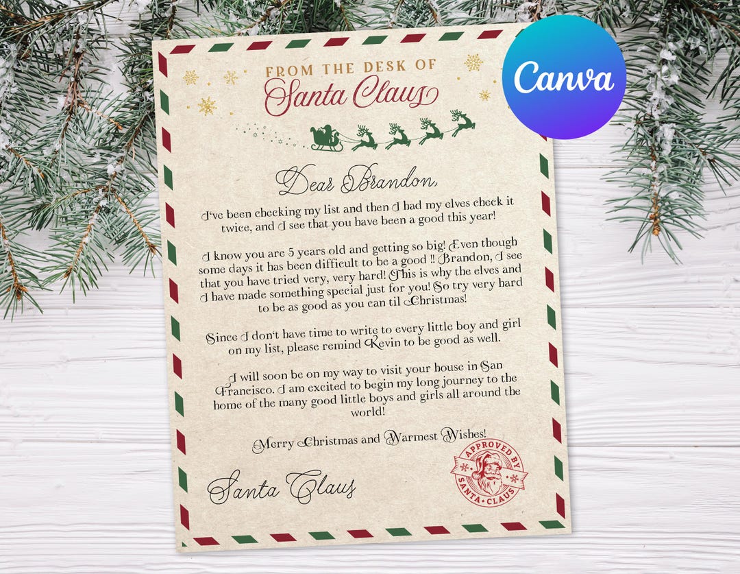 Santa Letter From the Desk of Santa Personalized Letter Greetings From ...