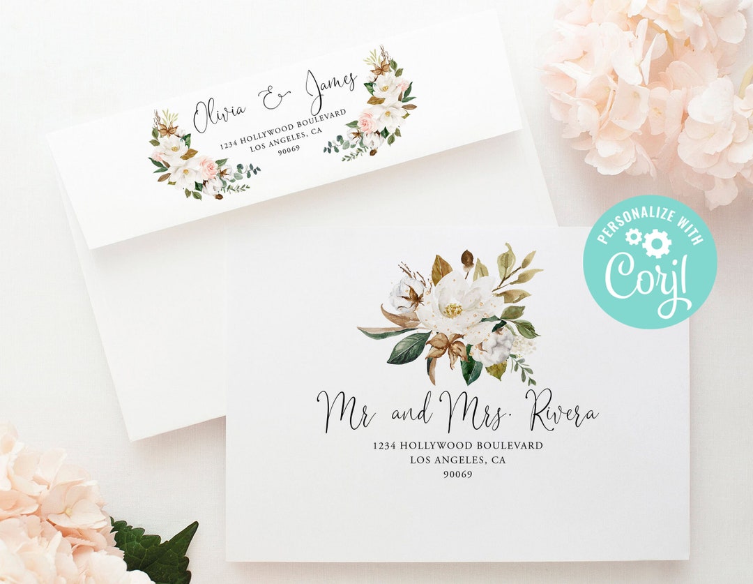 Envelope Address Weddings Label Editable Template Digital Bridal Shower ...
