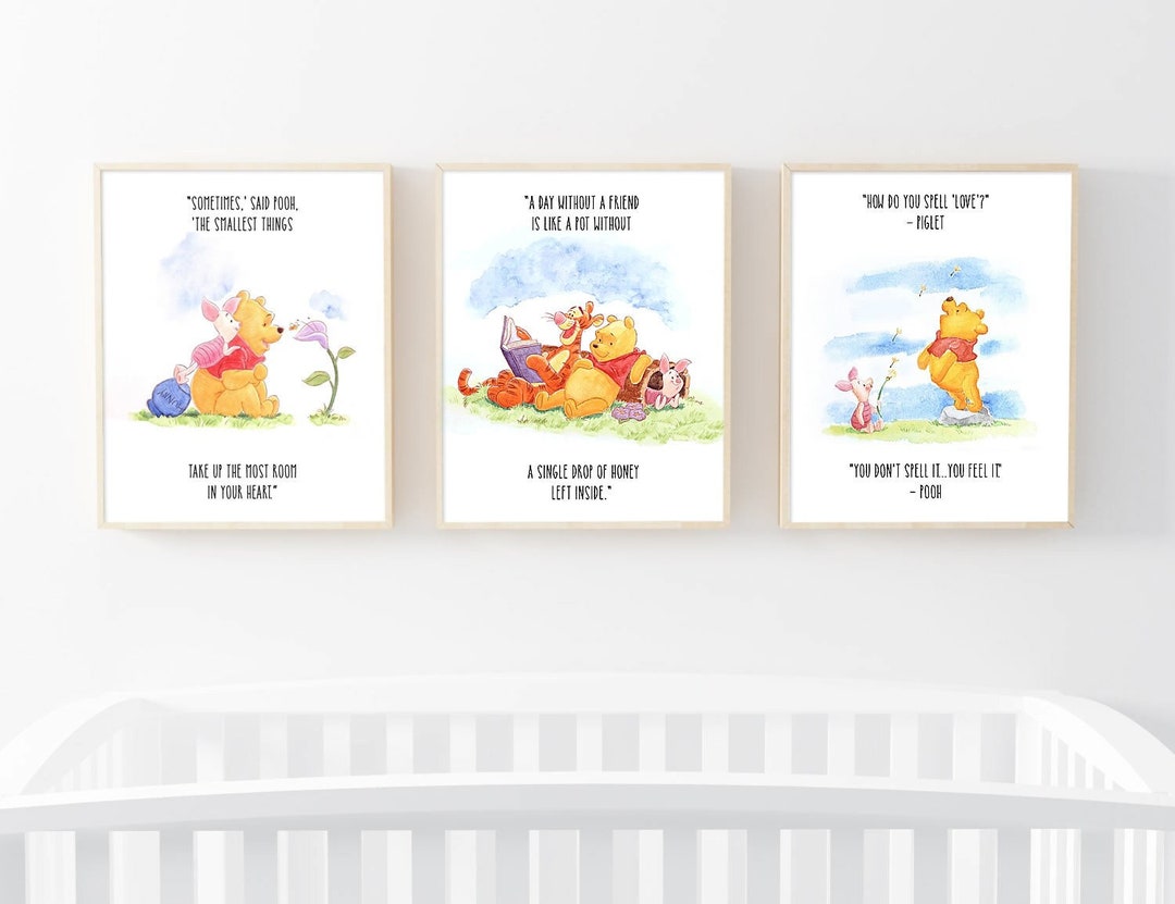 Classic Winnie the Pooh Quotes Framed Print Gender Neutral Nursery Wall ...