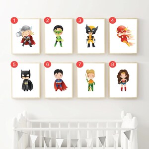 Cute Baby Superhero Nursery Wall Art Prints Boy Room Decor Poster Set ...