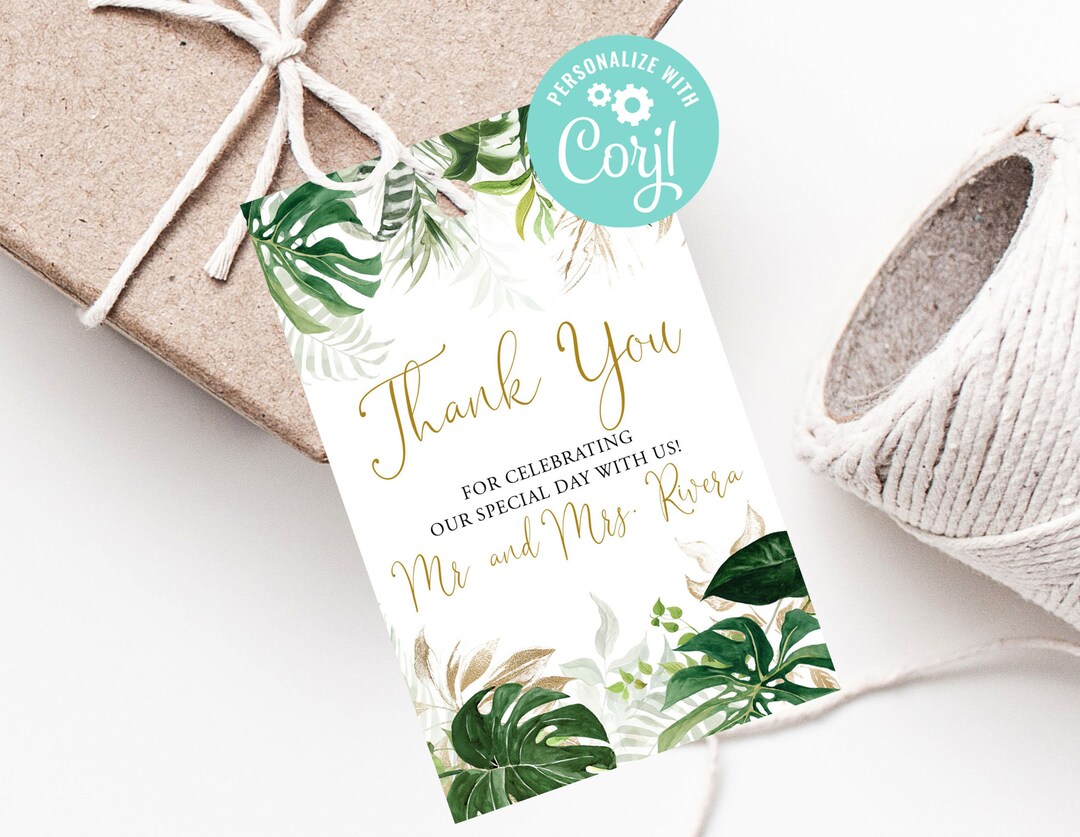 Wedding Thank You Tag Printable Gift Tags Favor Tags Bridal Shower ...