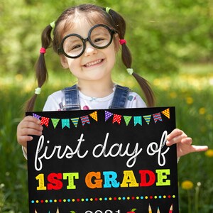 First Day or Last Day of First Grade School Sign Printable Chalkboard ...