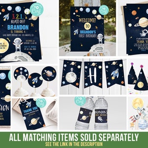 Outer Space Birthday Boy Centerpieces Astronaut Galaxy Rocket Blast off ...