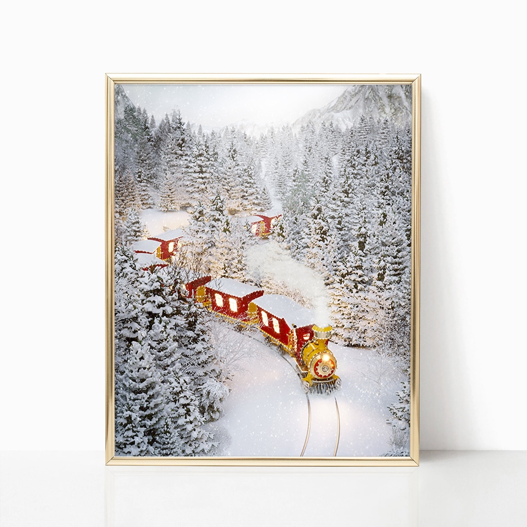 Vintage Christmas Train Wall Art Instant Download Xmas Home Decor ...