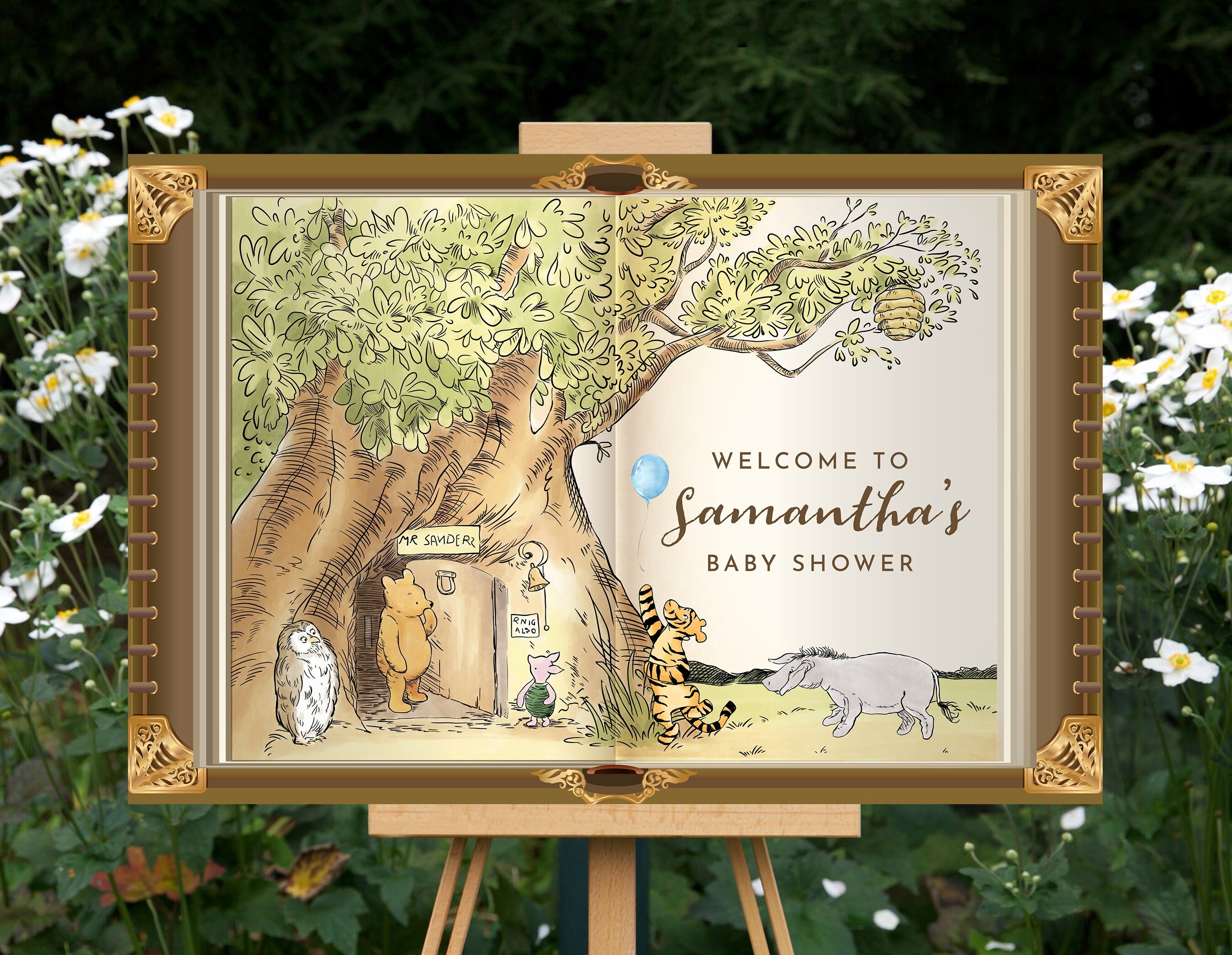 Classic Winnie the Pooh Baby Shower Welcome Sign Template Tigger Piglet ...