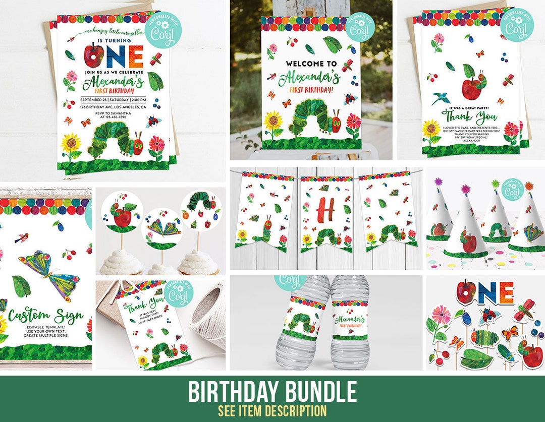 Very Hungry Caterpillar First Birthday Party Decorations Bundle ...