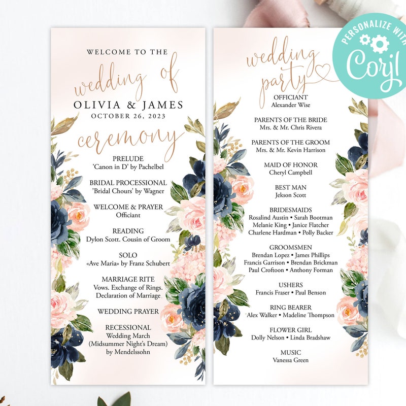 Navy Blush Gold - Etsy