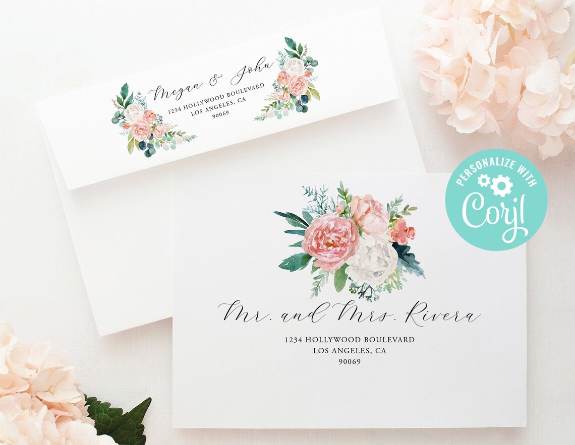 Envelope Address Weddings Editable Template Corjl Address Label ...