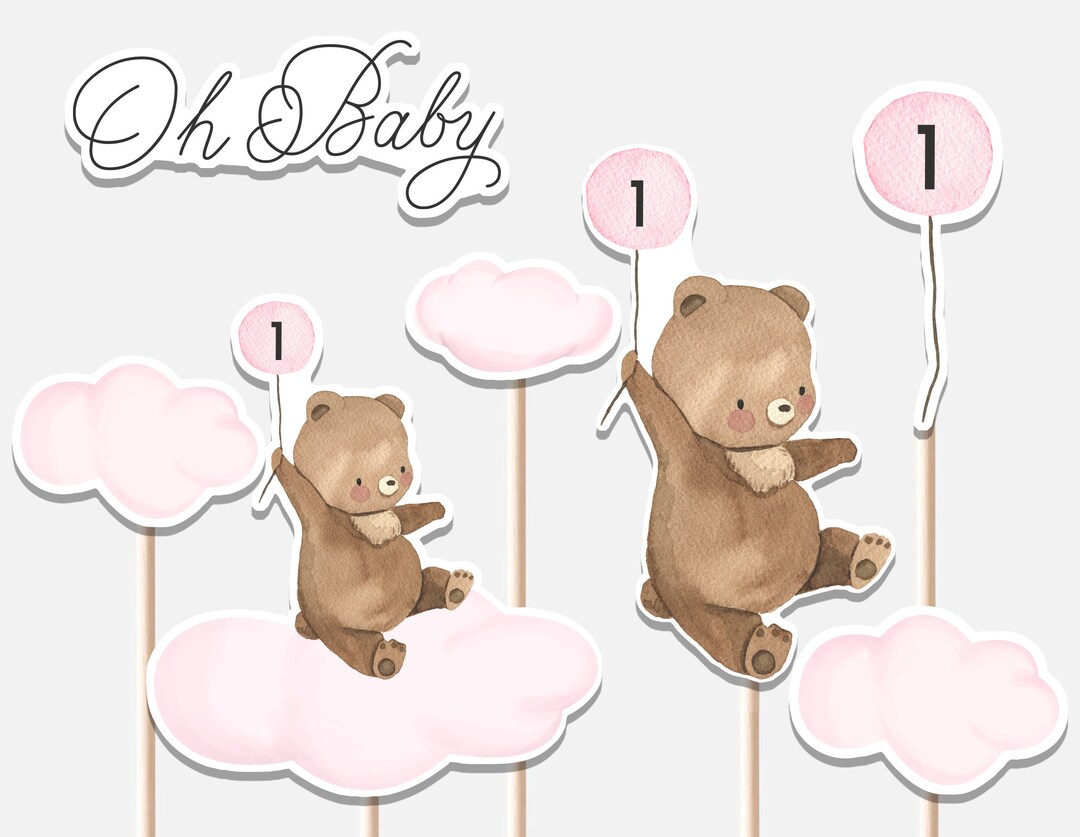 Beary First Birthday Centerpieces Teddy Bear 1st Birthday Girl Pink ...