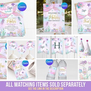 Mermaid First Birthday Backdrop Girl Mermaid Tail Ocean Life Under the ...