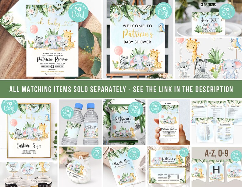 Baby Shower Custom Sign Safari Animals Wild Jungle Greenery Oh - Etsy