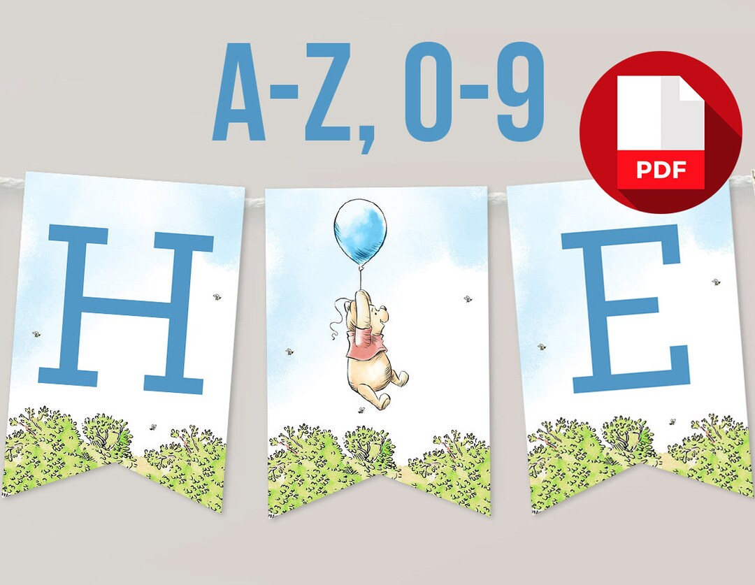 Printable Banner Letters Baby Shower Decoration Winnie the Pooh Boy ...