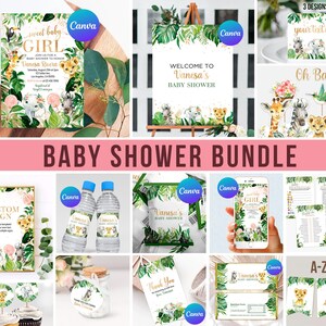 Baby Shower Girl Favor Tag Printable Safari Animals Giraffe Jungle ...