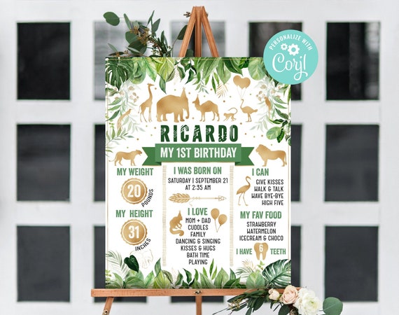 Wild One Birthday Sign Editable Template Jungle Milestone - Etsy