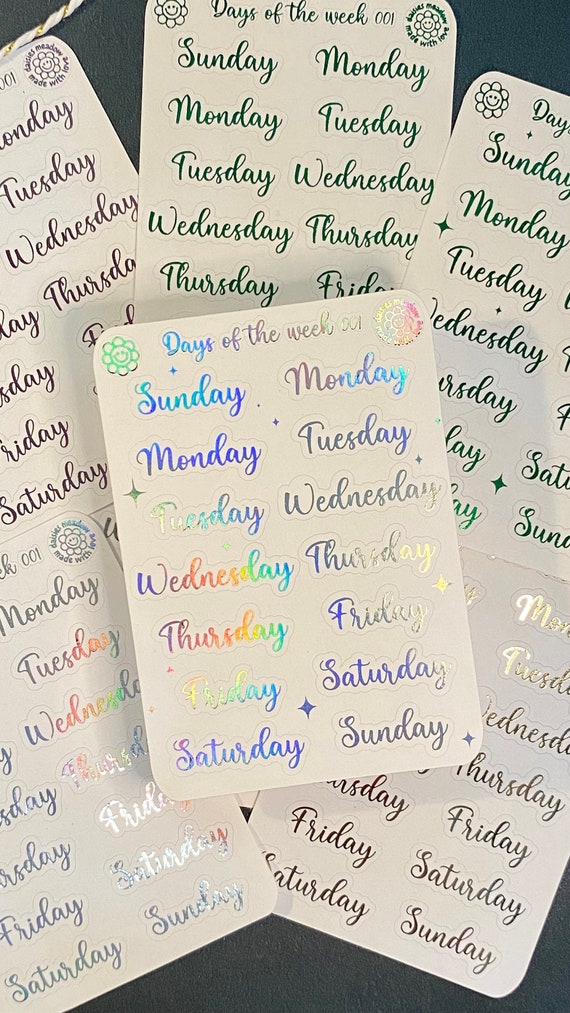 Mini Days of the Week Stickers for Planners Organizers and - Etsy