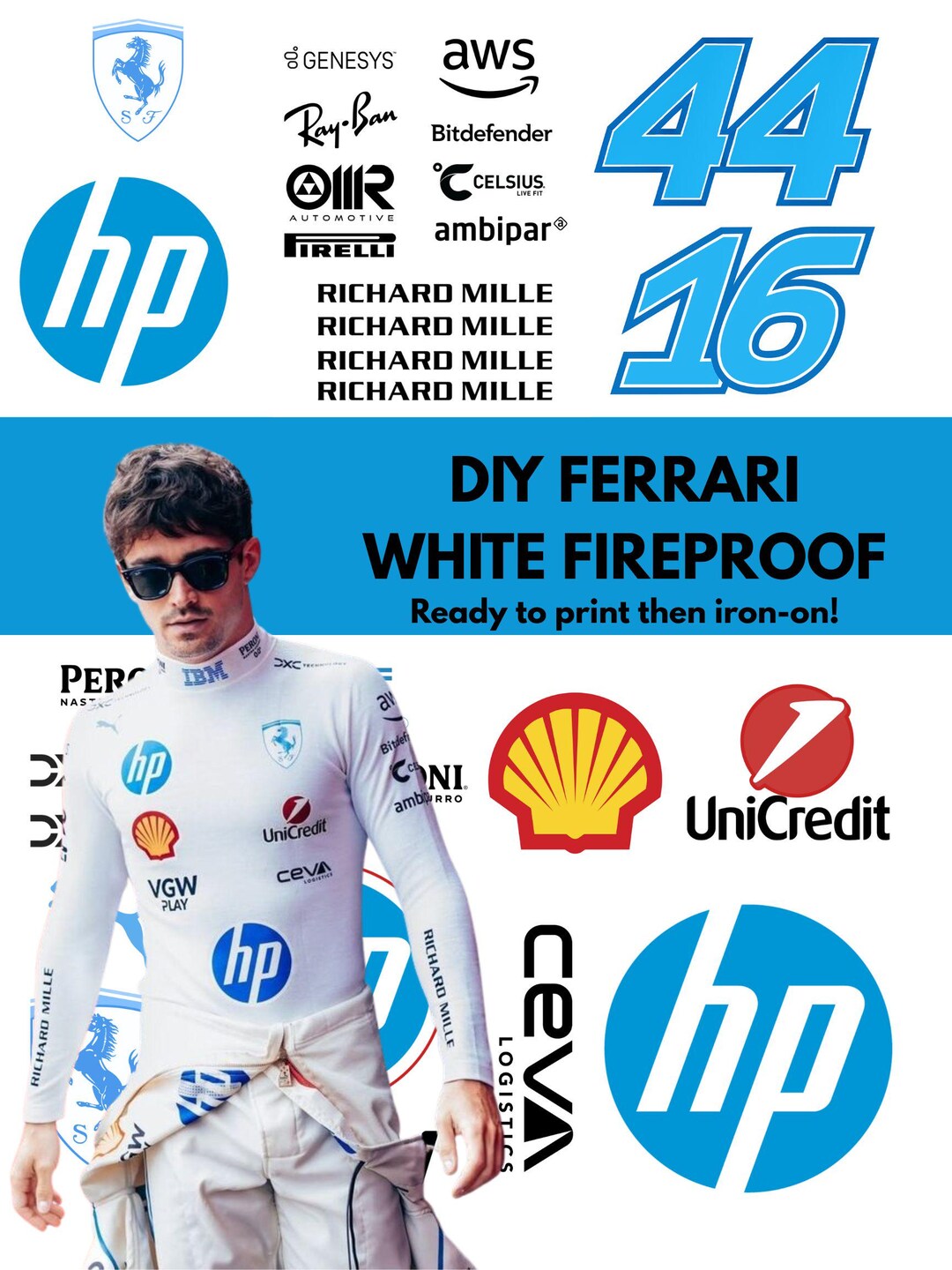 F1 Ferrari 2025 WHITE FIREPROOF DIY Logos - Etsy