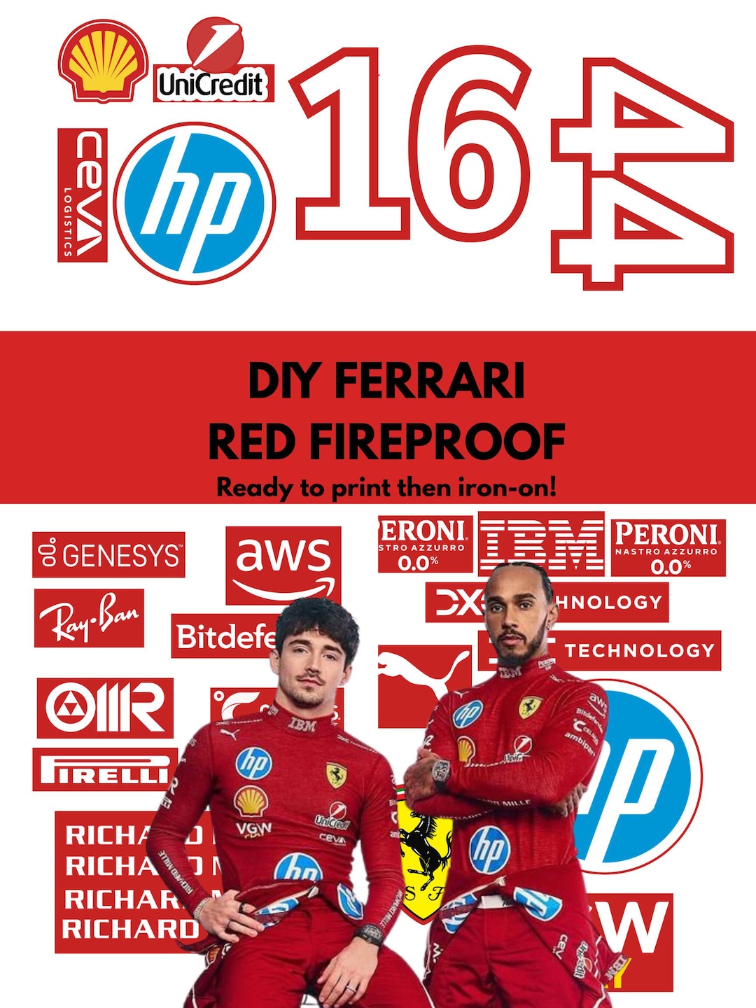 F1 Ferrari 2025 RED FIREPROOF DIY Logos - Etsy Canada