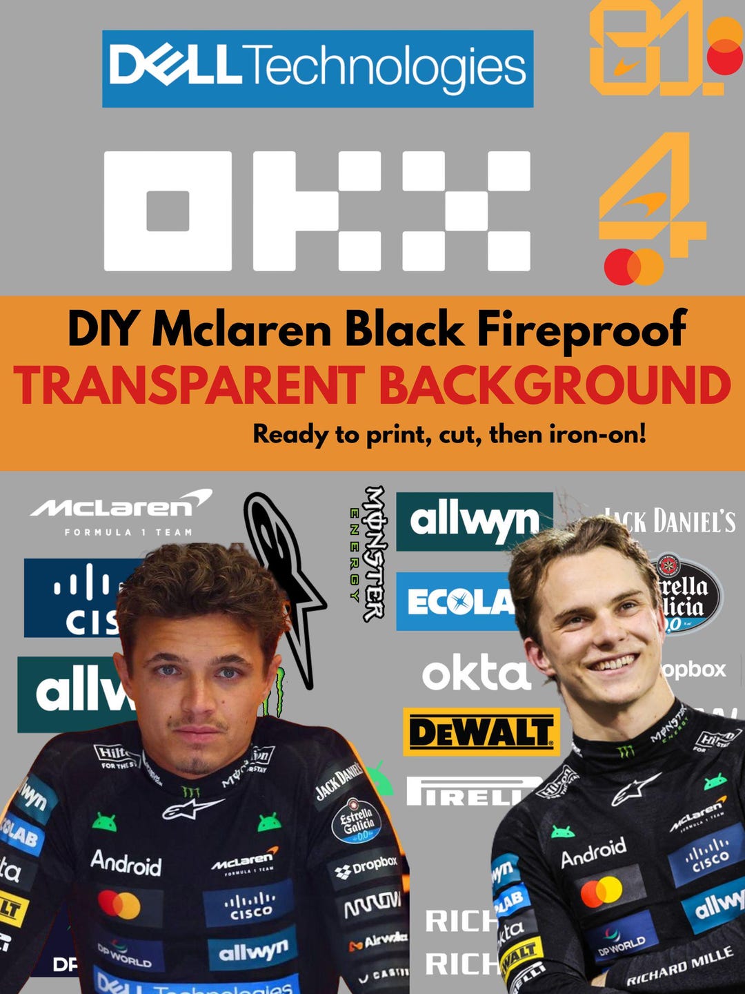 2025 DIY Costume - Mclaren Black Fireproof -TRANSPARENT BACKS - Etsy